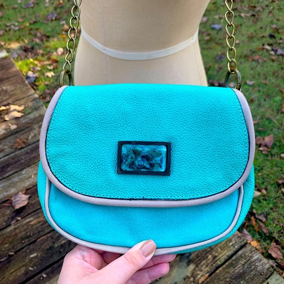 Hand Crafted | Bags | Handmade Seafoam Blue Suede Leather Crossbody ...